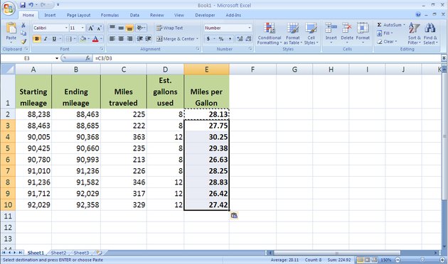 How To Calculate Gas Mileage In Excel Techwalla